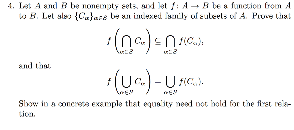 Solved 4. Let A and B be nonempty sets, and let f: A -> B be | Chegg.com