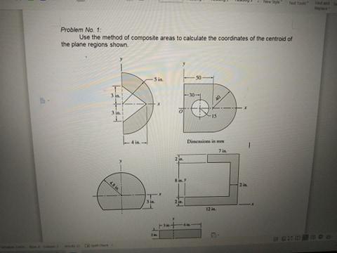 Solved Problem No. 1 Use the method of composite areas to | Chegg.com