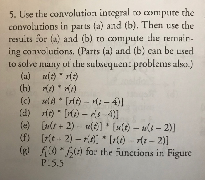 Solved 5. Use the convolution integral to compute the | Chegg.com