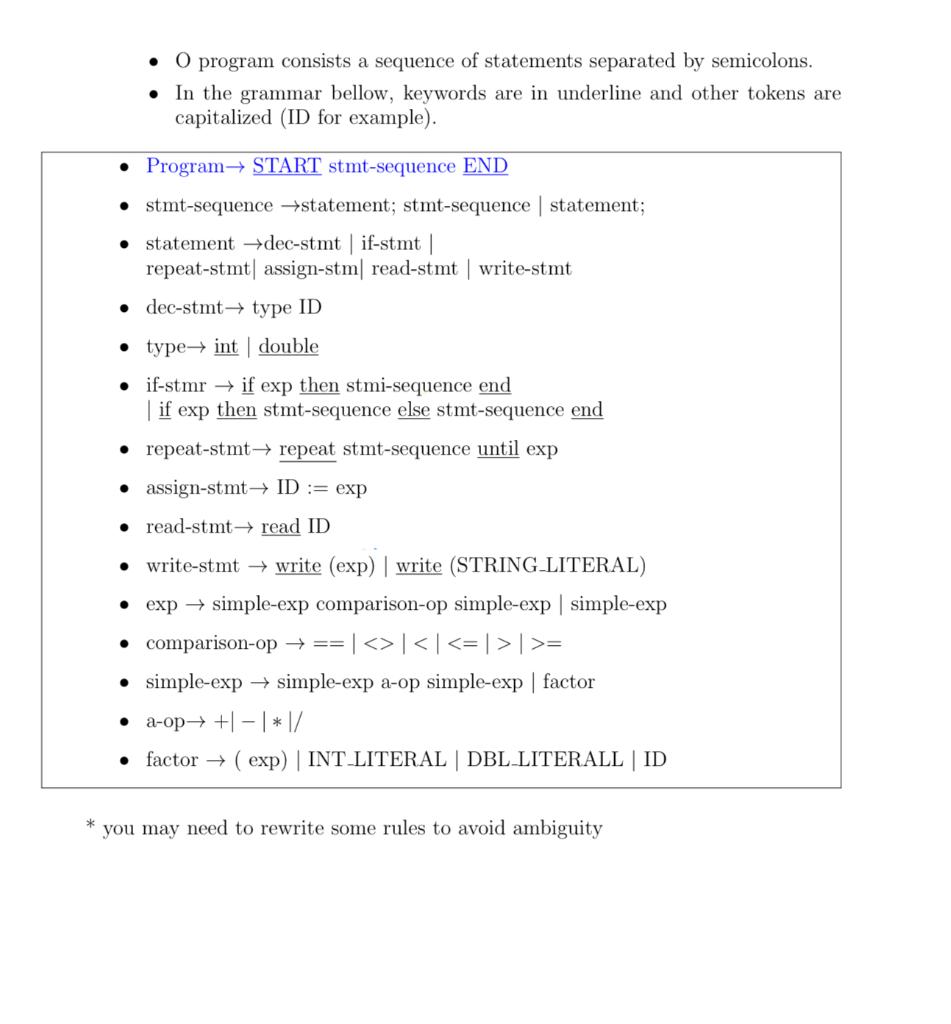 Solved For this phase, you will use Lex tool for writing the | Chegg.com
