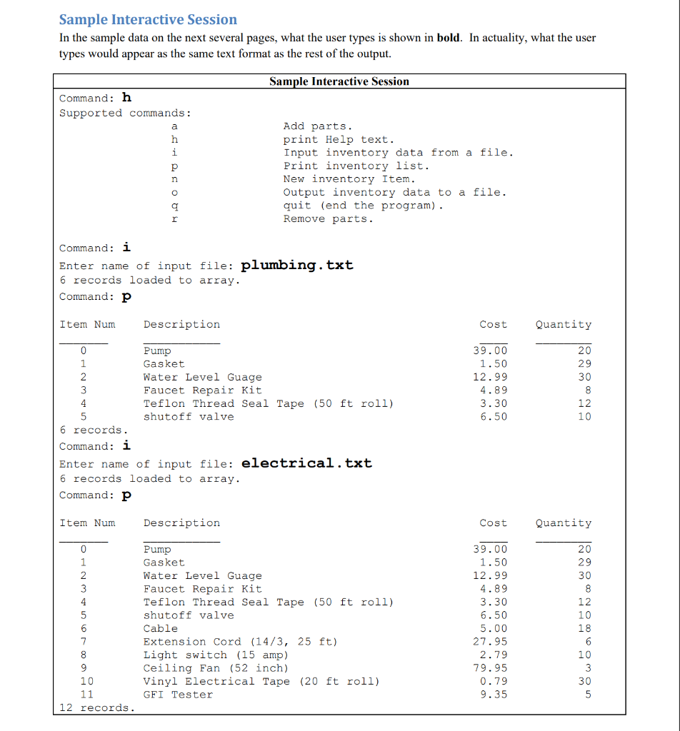 Solved Inventory Application Program This project involves | Chegg.com