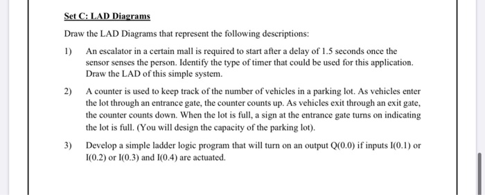 Solved Set C: LAD Diagrams Draw the LAD Diagrams that | Chegg.com