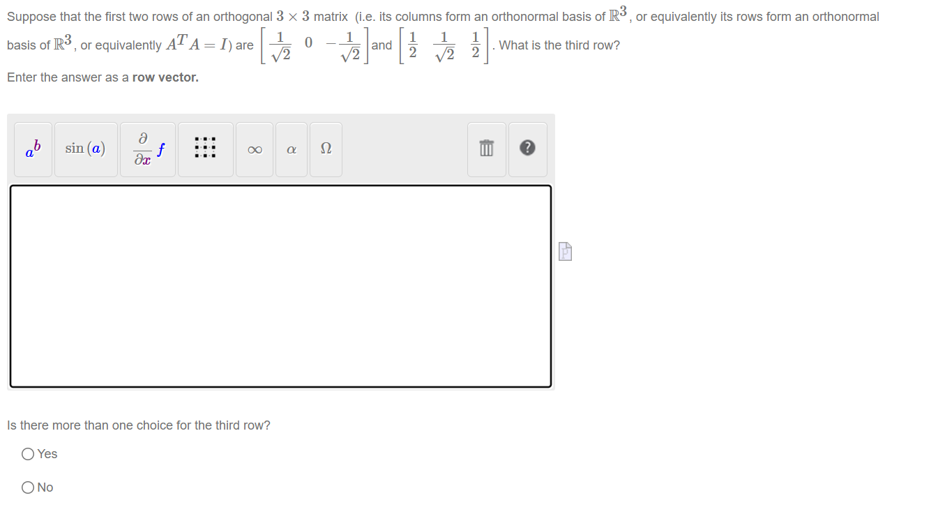 Solved by an EXPERT Suppose that the first two rows of an ﻿orthogonal | Chegg.com