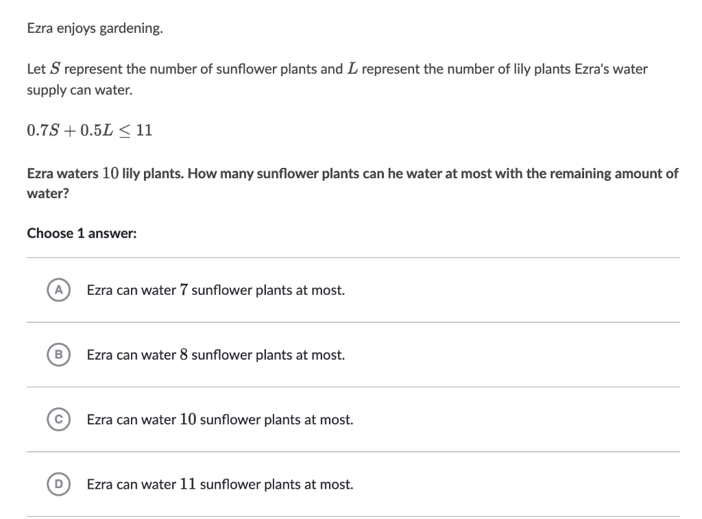 Solved Ezra enjoys gardening. Let S represent the number of | Chegg.com