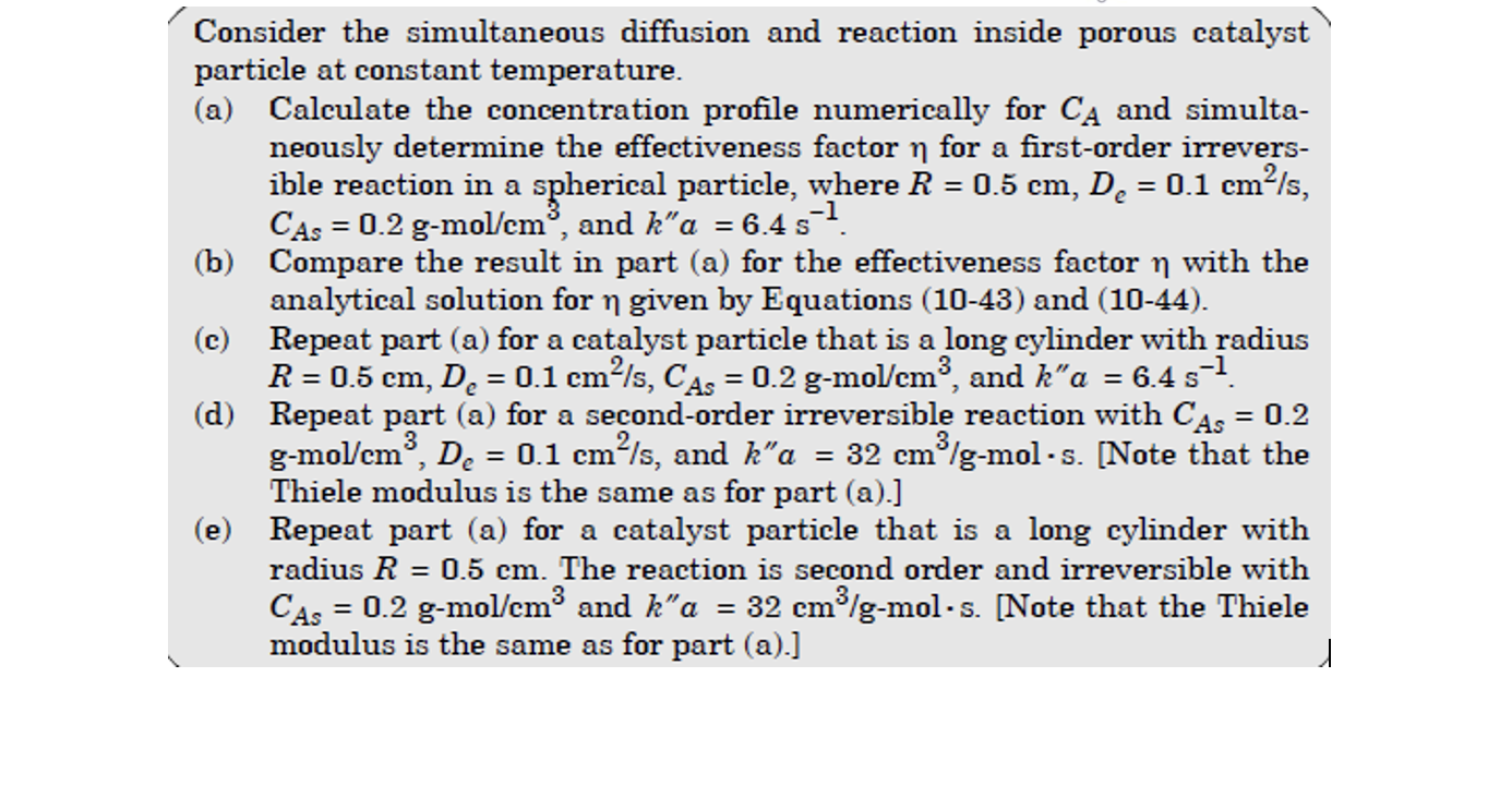 Solved The mathematical solution of simultaneous diffusion | Chegg.com