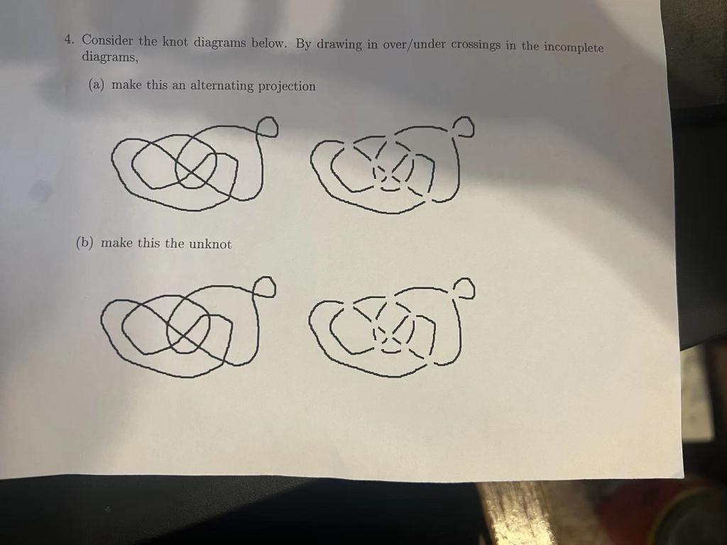 4. Consider the knot diagrams below. By drawing in | Chegg.com