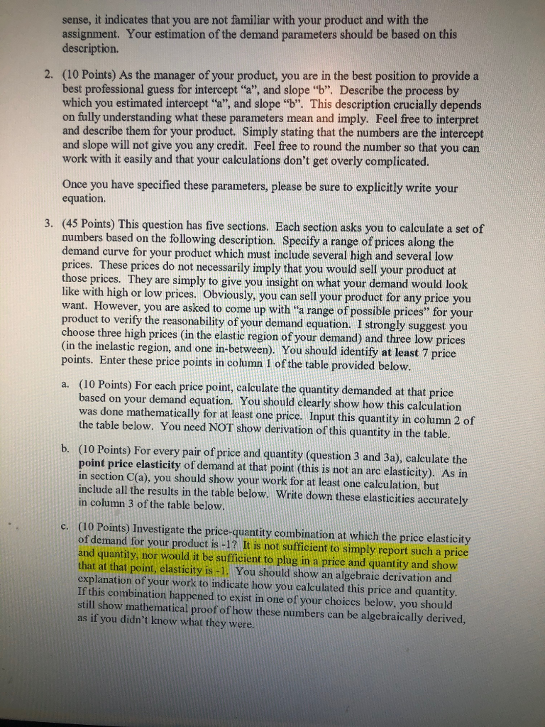 Economics Your assignment is to create a product (a | Chegg.com
