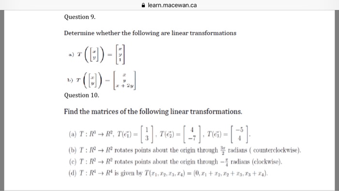 Solved ? learn.macewan.ca Question 1. Let A-01 1 0 0 1 | Chegg.com