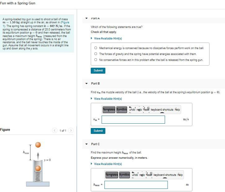 Solved Fun with a Spring Gun Part A A spring-loaded toy gun | Chegg.com