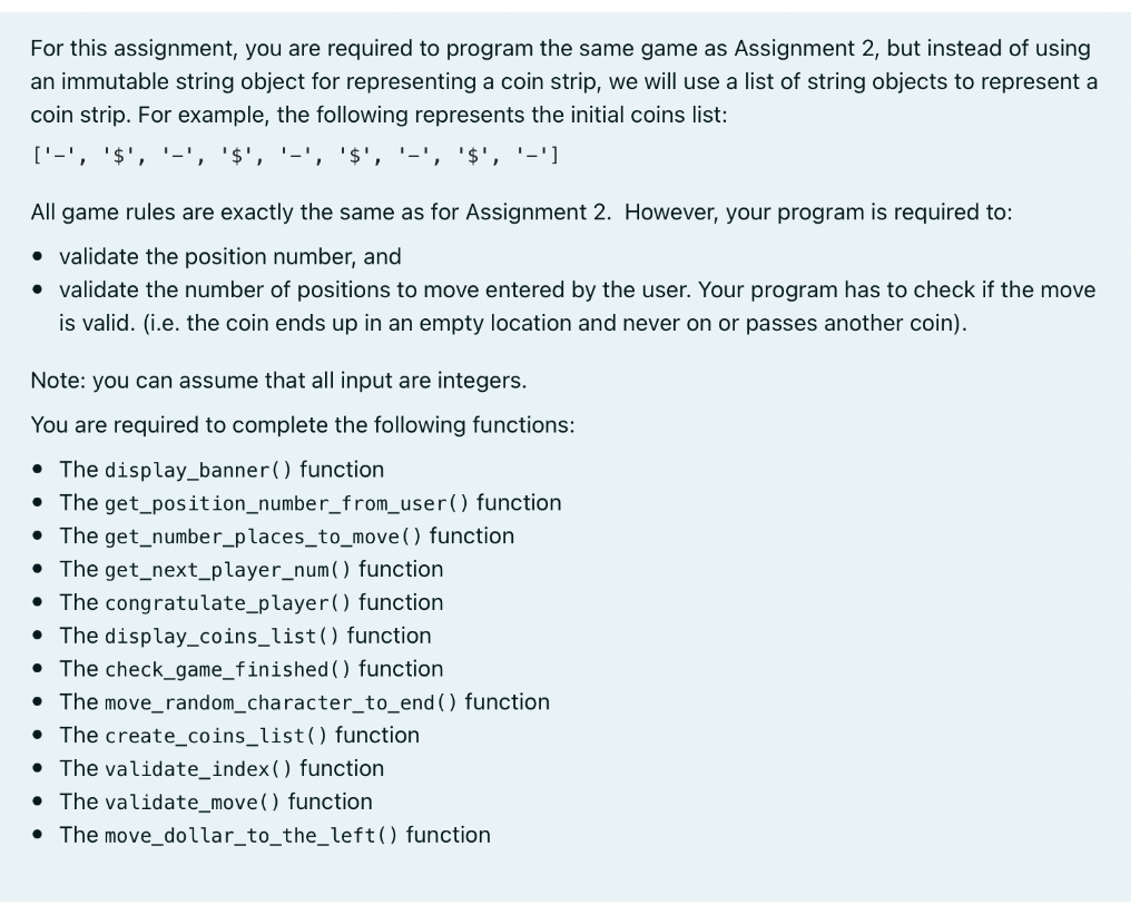Solved For this assignment, you are required to program the | Chegg.com