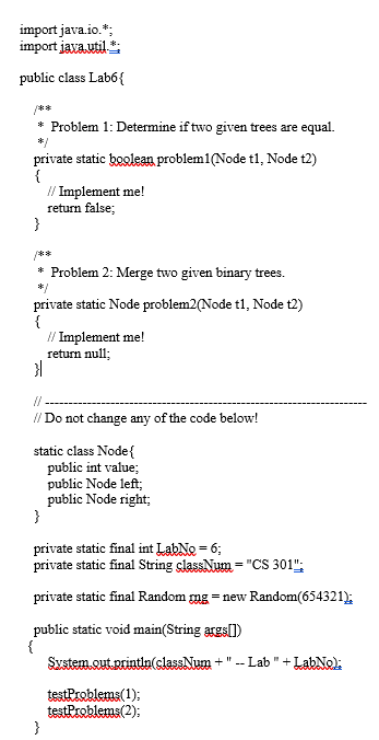 Solved Problem 1 Your are given the root nodes of two binary | Chegg.com