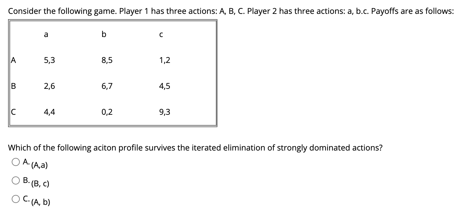 Solved Consider the following game. Player 1 has three | Chegg.com