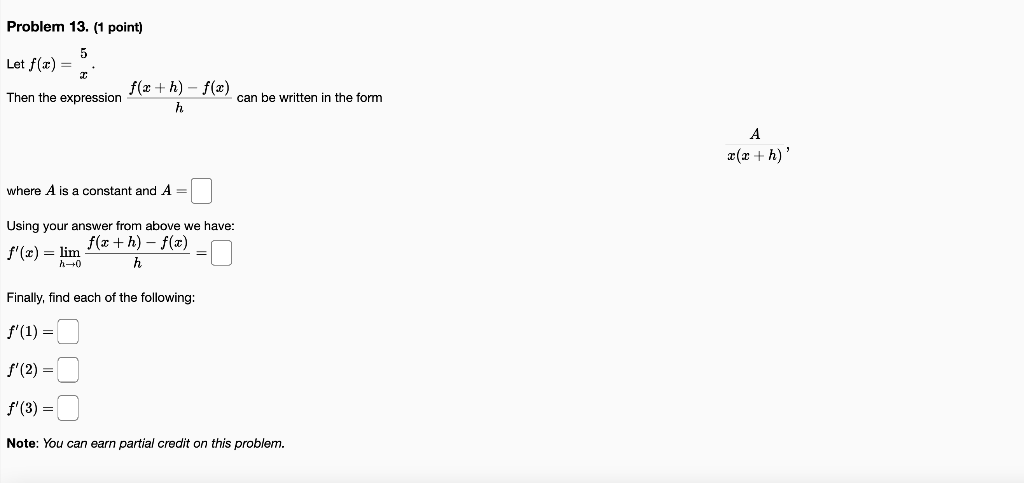 Solved Let f(x)=5x Then the expression hf(x+h)−f(x) can be | Chegg.com