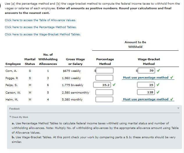 Solved Use (a) the percentage method and (b) the | Chegg.com