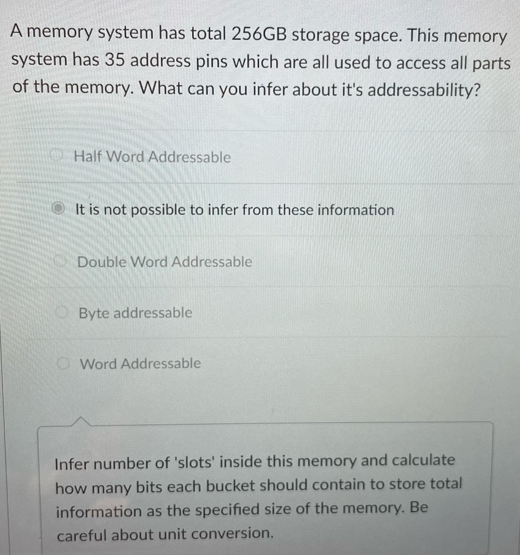 Solved A memory system has total 256GB storage space. This | Chegg.com