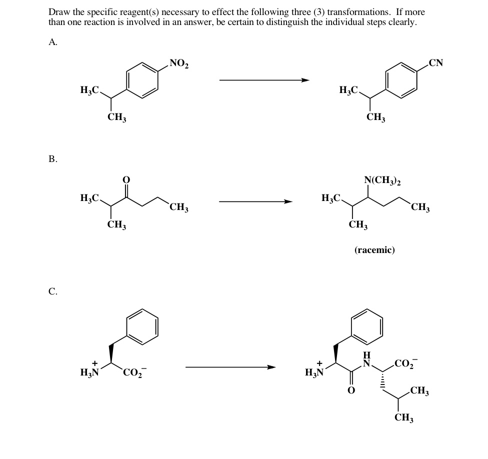 Solved Draw the specific reagent(s) necessary to effect the | Chegg.com