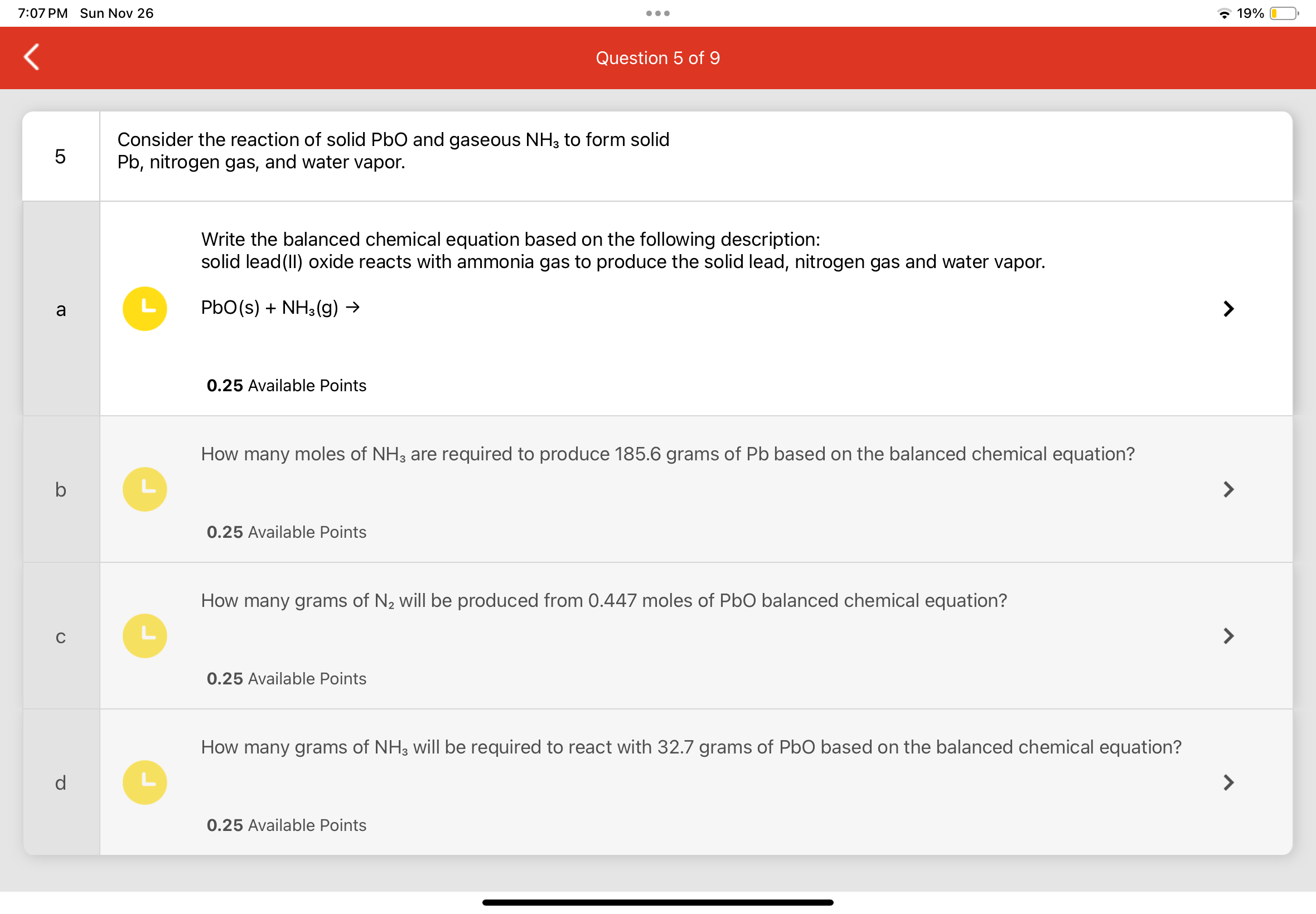 Solved 5 ﻿Consider the reaction of solid PbO and gaseous NH3 | Chegg.com
