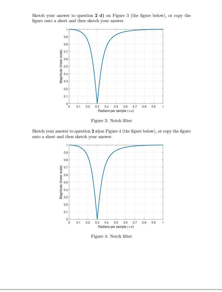 b) Design a second order IIR notch filter which | Chegg.com