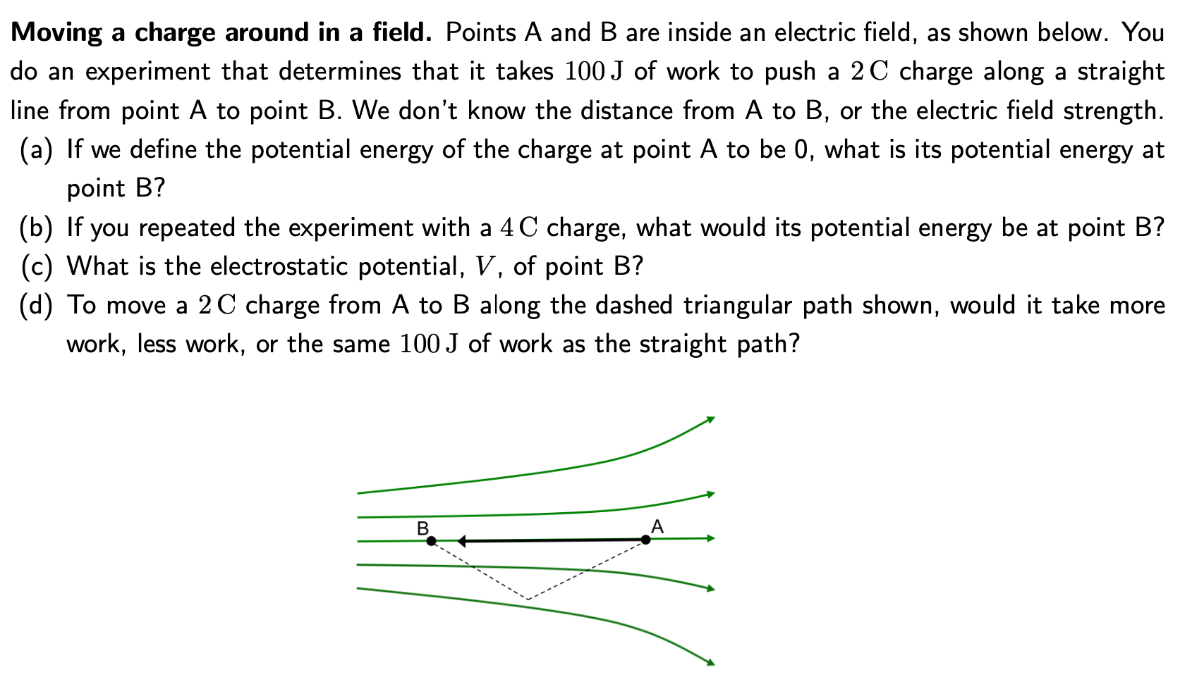 Solved Moving a charge around in a field. Points A and B are | Chegg.com