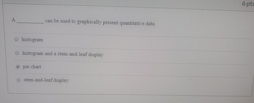 Solved 6 pt can be used to graphically present quantitative | Chegg.com
