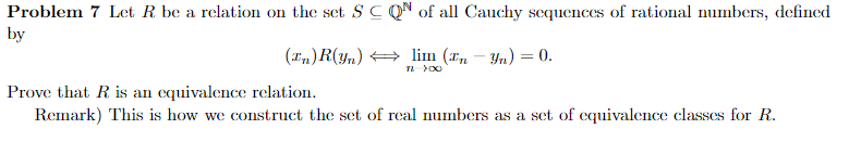 Solved Definition 1 (Cauchy sequences of Rational Numbers) Λ | Chegg.com