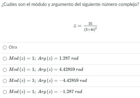 Solved ¿Cuáles son el módulo y argumento del siguiente | Chegg.com