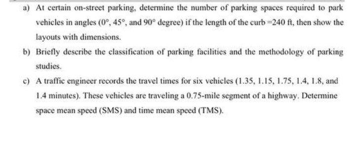 Solved a) At certain on-street parking, determine the number | Chegg.com