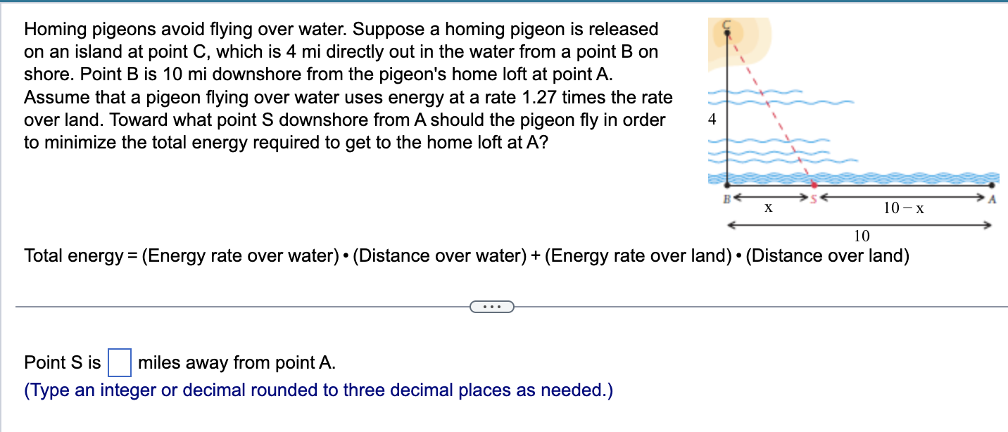 Solved Homing pigeons avoid flying over water. Suppose a | Chegg.com