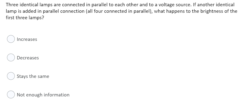 Solved Three identical lamps are connected in parallel to | Chegg.com