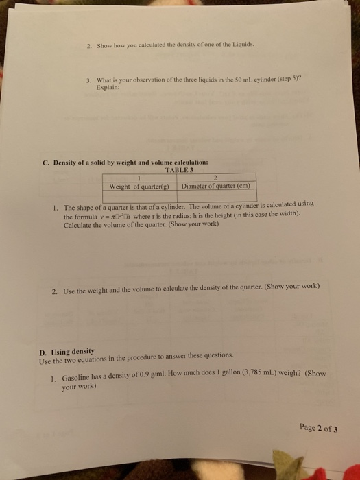 Solved Experiment 3-Density Report Form Note: Save this file | Chegg.com
