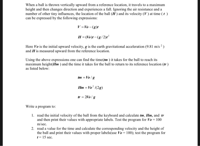 Solved When a ball is thrown vertically upward from a | Chegg.com
