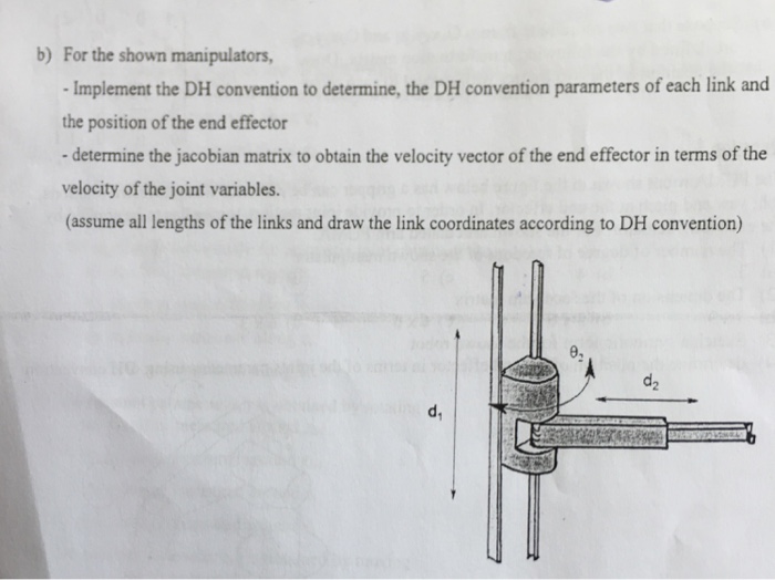 Solved b) For the shown manipulators Implement the DH | Chegg.com