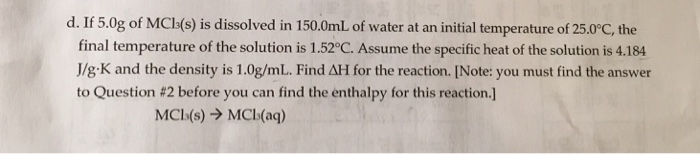 Solved If 5.0g of MCl_3(s) is dissolved in 150.0mL of water | Chegg.com