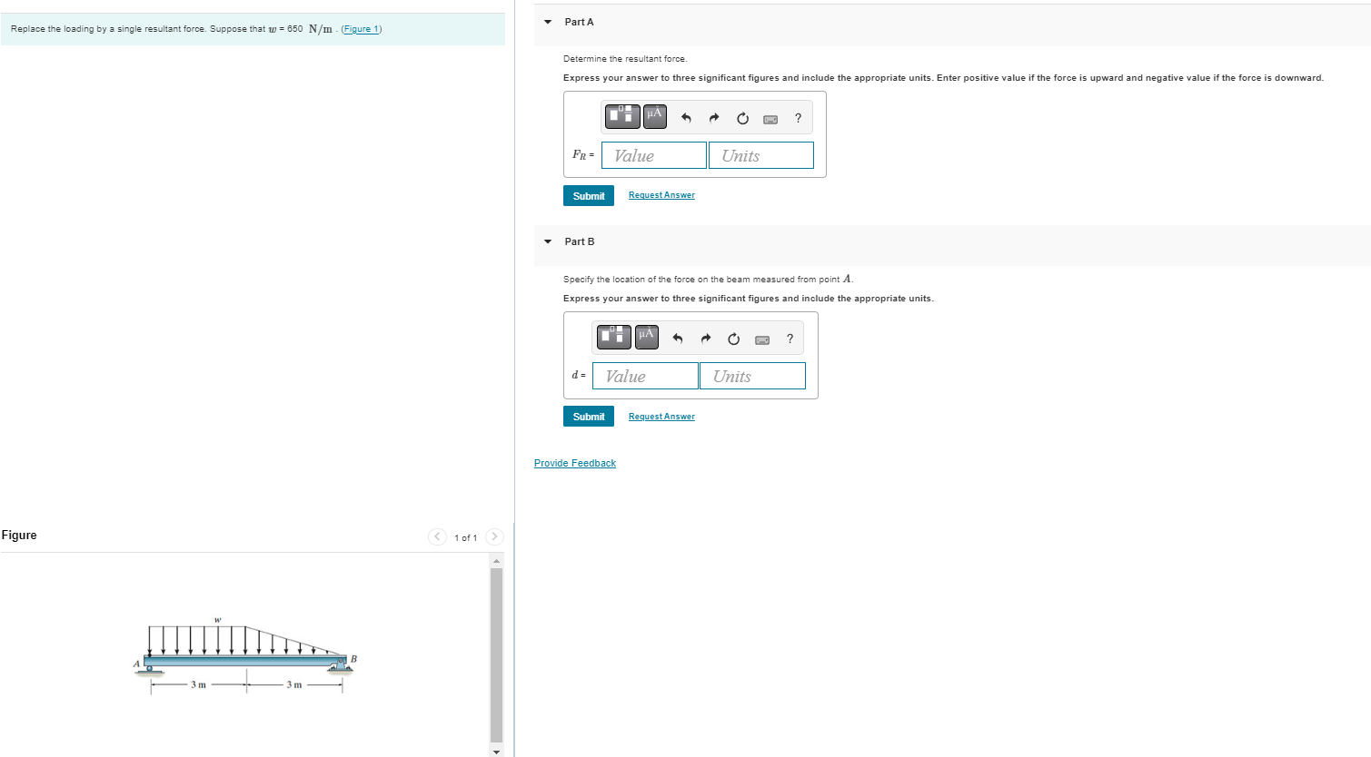 Solved Replace the loading by a single resultant force. | Chegg.com