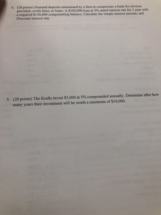 Solved (20 points) Demand deposits maintained by a firm to | Chegg.com