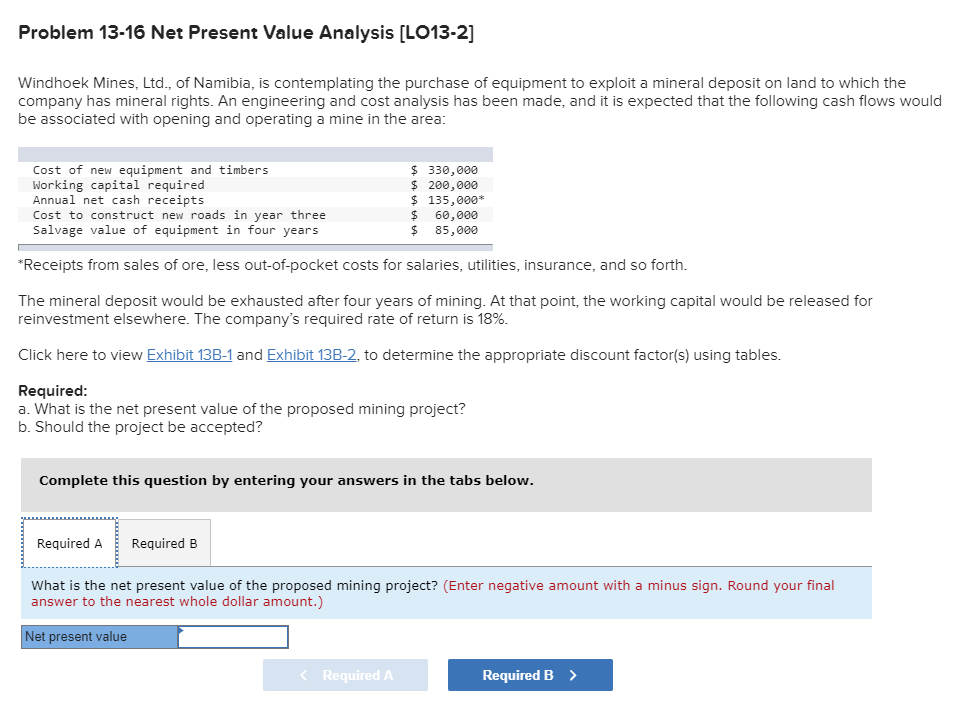 Solved Problem 13-16 Net Present Value Analysis (LO13-2] | Chegg.com