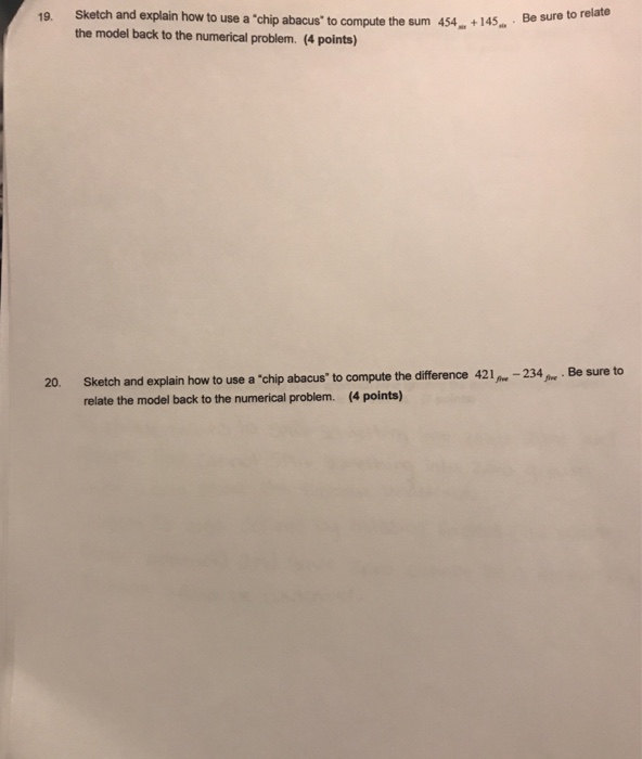 Solved Sketch and explain how to use a 'chip abacus' to | Chegg.com