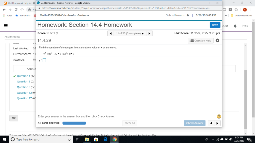 Solved C Get Homework Help W xDo Homework- Gabriel Navarro - | Chegg.com