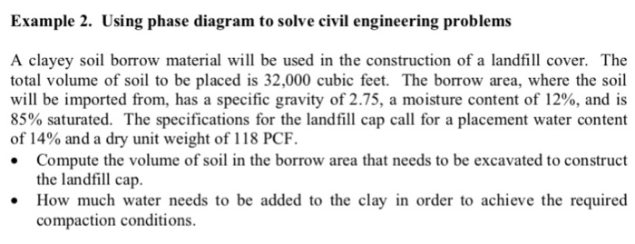 Solved Example 2. Using phase diagram to solve civil | Chegg.com