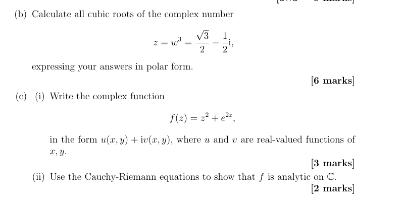 (b) ﻿Calculate all cubic roots of ﻿the complex | Chegg.com