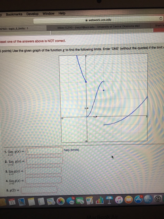 Solved y Bookmarks Develop Window Help 슬 webwork.uco.edu | Chegg.com