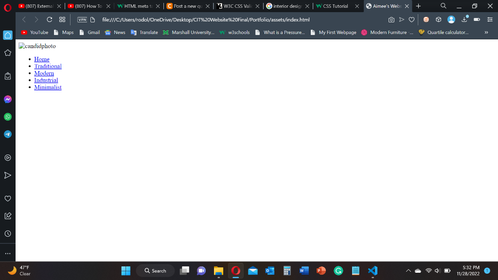 Solved Why will my stylesheet not reflect on the browser? | Chegg.com