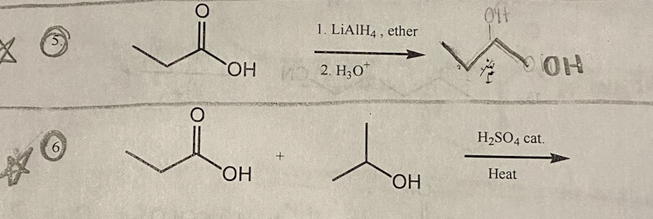 Solved 011 1. LiAlH4, ether Х ОН 2. H,0* ОН о H2SO4 cat + ОН | Chegg.com