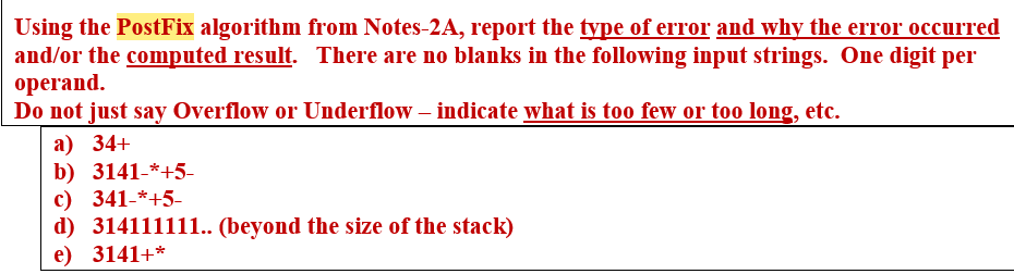 Solved Using The Postfix Algorithm From Notes 2a Report The 2022