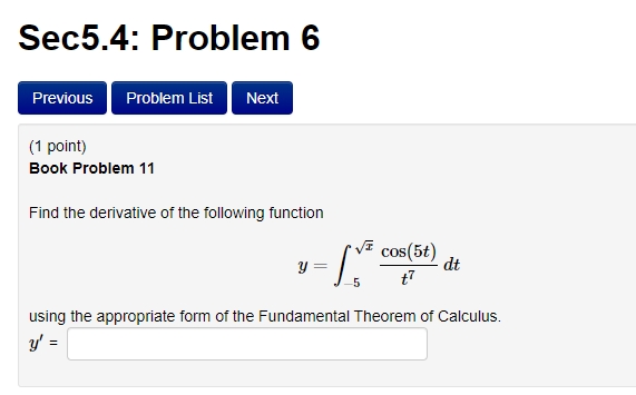 Solved Sec5.4: Problem 6 Previous Problem List Next (1 | Chegg.com