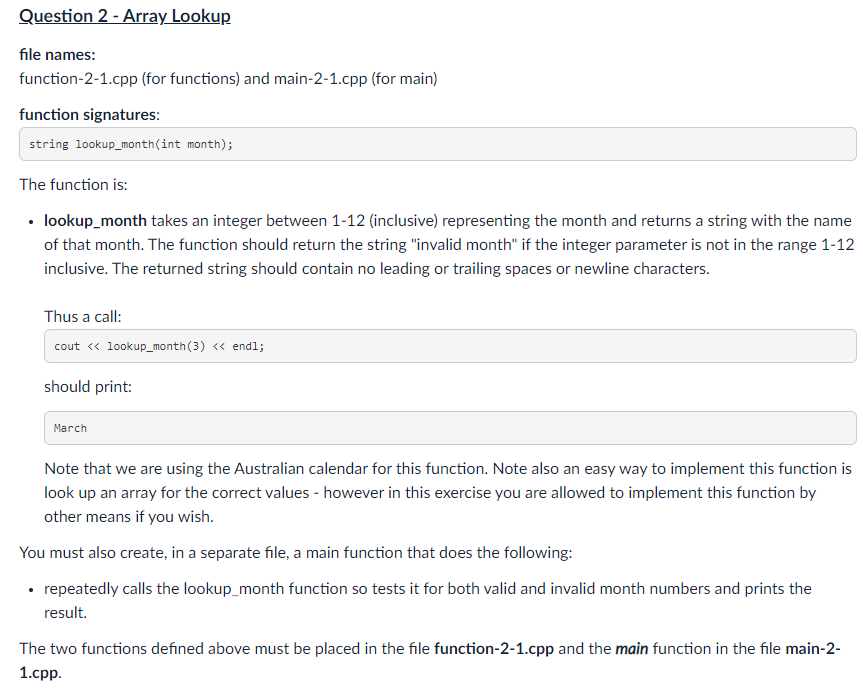 Solved Question 2 - Array Lookup file names: | Chegg.com