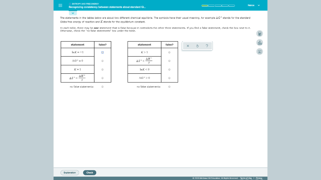 Solved = OENTROPY AND FREE ENERGY Recognizing consistency | Chegg.com