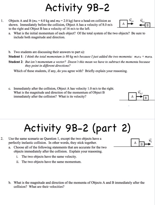 Solved Objects A And B Have A Head On Collision As Shown