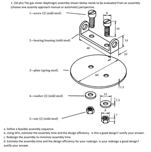 Solved 1. (10 pts) The gas meter diaphragm assembly shown | Chegg.com