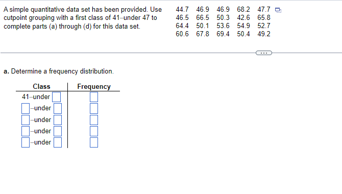 Solved A simple quantitative data set has been provided. Use | Chegg.com